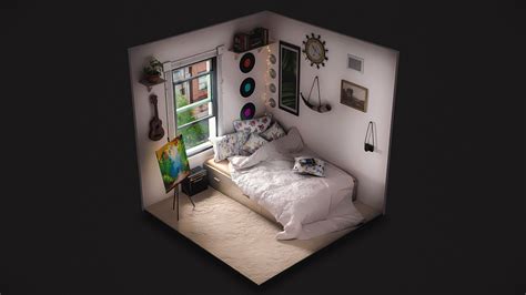 Isometric Room ~ Bright Bedroom Finished Projects Blender Artists