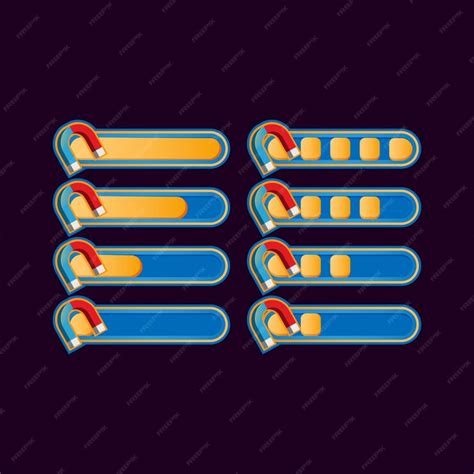 Premium Vector Set Of Funny Casual Magnet Progress Bar For Game Ui Asset Elements