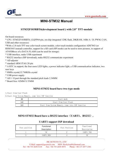 MINI STM Manual Pdf Geeetech