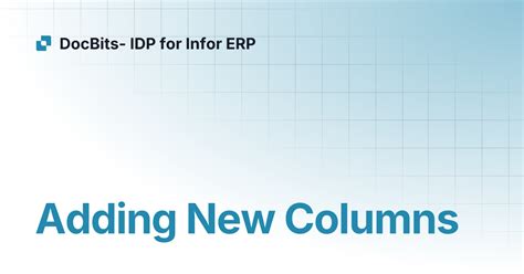 Adding New Columns Docbits Idp For Infor Erp