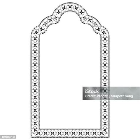 Multifoil 아치 직사각형 프레임 건축 창 문 화려한 꽃 프레임 꽃 잎 테두리 자연 0명에 대한 스톡 벡터 아트 및 기타