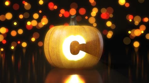 할로윈 호박에 조각 된 편지 C 배경에 보케 효과와 3d 일러스트 3차원 형태에 대한 스톡 사진 및 기타 이미지 3차원 형태 Diy 공포 무서움 Istock