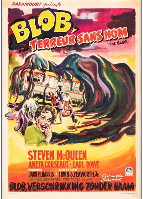 The Blob Paramount 1958 Retro Movie Poster Restored High Quality Print Quality Vintage