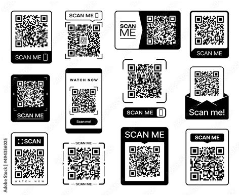 Scan Me Qr Code Sticker Icons For Phone Barcode Scanner Vector Qrcode For Mobile Smartphone Qr