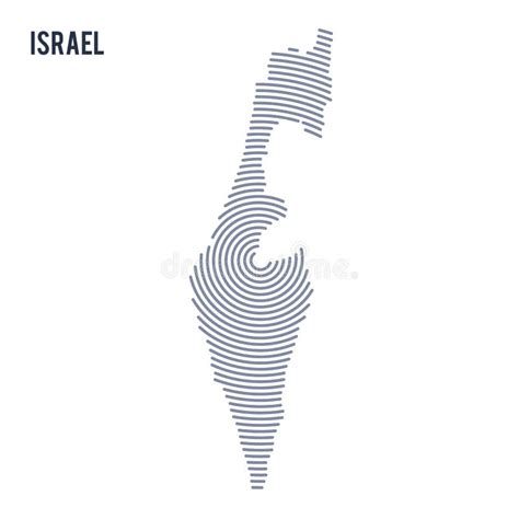Vector Abstract Hatched Map Of Israel With Spiral Lines Isolated On A White Background Stock
