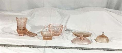6 Pc Pink Depression Glass Set Sherwood Auctions