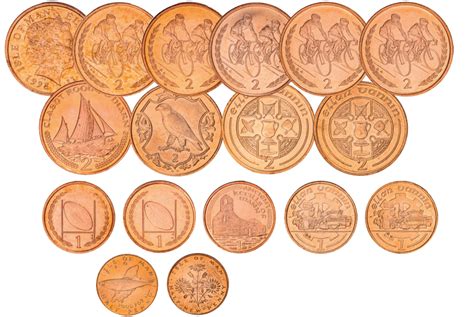 Isle Of Man 17 Coin Decimal Set Bu Isle Of Man 17 Coin Decimal Set Bu