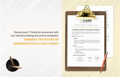 IT Business Continuity Data Backup Schedule Template In Word PDF Google Docs Download