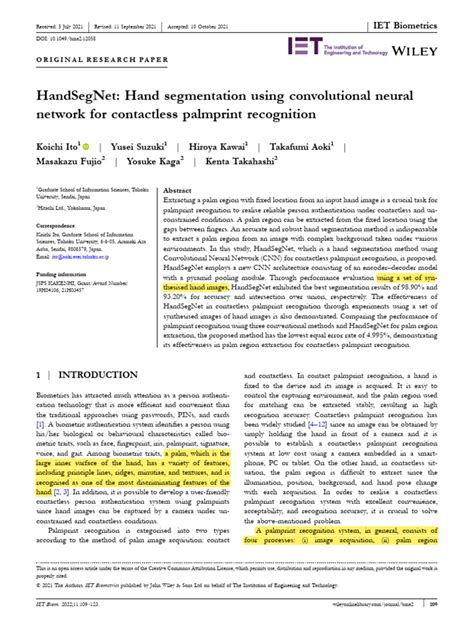 Handsegnet Hand Segmentation Using Convolutional N Pdf