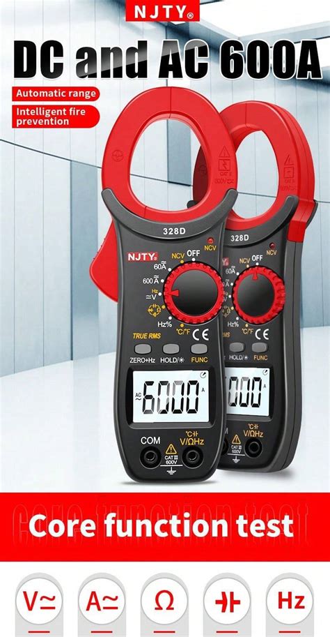 Njty 328d Clamp Meter Ncv 600a With Temperature Test Auto True Rms High Precision Multimeter