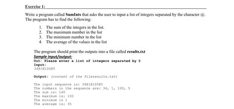 Solved Exercise 1 Write A Program Called Sumints That Asks