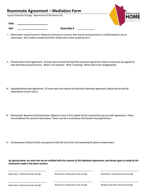 Roommate Mediation Form Fill And Sign Printable Template Online Us