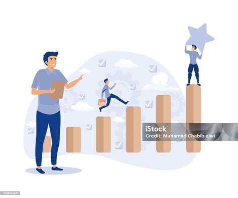 성과 향상 방법 동기 부여 및 자기 훈련 목표 달성 시간 관리 자기 관리 생산성 은유 플랫 벡터 현대 일러스트레이션 성장 개념에 대한 스톡 벡터 아트 및 기타 이미지