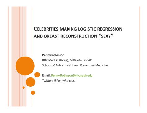 Lecture Biostatistics Celebrities Making Logistic Regression Breast Reconstruction Sexy