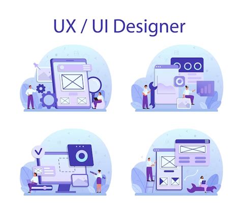 Premium Vector Ux Ui Designer Concept Set Illustration
