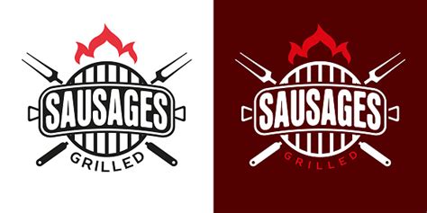 구운 소시지 로고 및 라벨 템플릿입니다 바베큐 개념 구운 음식 또는 레스토랑 아이콘 굽기에 대한 스톡 벡터 아트 및 기타 이미지 굽기 로고 바비큐 Istock