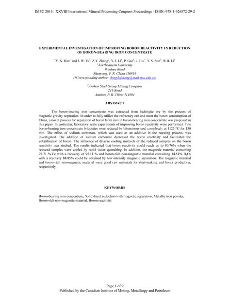 Pdf Experimental Investigation Of Improving Boron Reactivity In