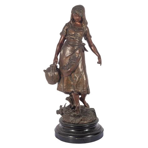 Sold At Auction Escuela Francesa Fles Del S Xix Ni A Con C Ntaro Escultura En Calamina