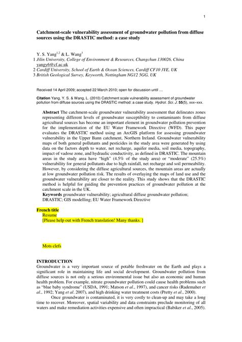 Pdf Catchment Scale Vulnerability Assessment Of Groundwater Pollution