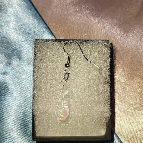 Hand Blown Glass Earrings Opal Earrings Dangle Glass Jewelry