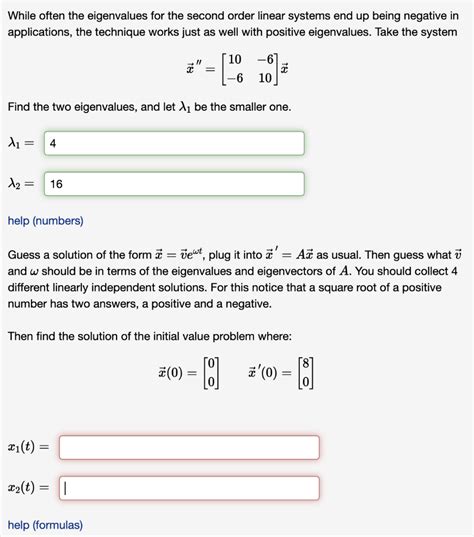 Solved While Often The Eigenvalues For The Second Order