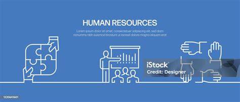 인적 자원 벡터 배너 디자인 개념입니다 웹 사이트 프리젠 테이션 등에 대한 개요 선 아이콘 벡터 일러스트 템플릿 0명에 대한 스톡 벡터 아트 및 기타 이미지 Istock