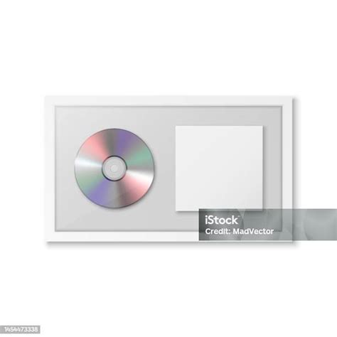 현실적인 벡터 3d Cd 흰색 배경에 격리된 흰색 Cd 커버 프레임이 있는 레이블 싱글 앨범 컴팩트 디스크 어워드 리미티드