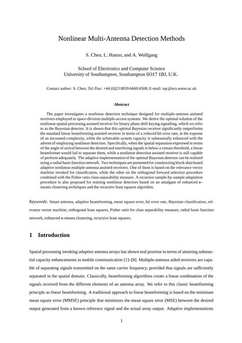 PDF Nonlinear Multi Antenna Detection Methods Multiuser Detection