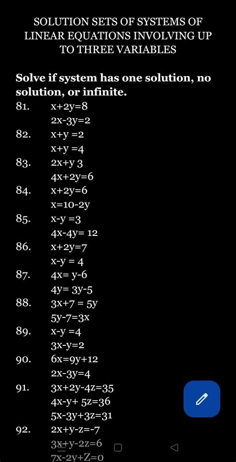 Solved SOLUTION SETS OF SYSTEMS OF LINEAR EQUATIONS Chegg