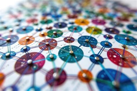 Abstract Network Computing Circular Dots Connected With Colorful Lines Background Wallpaper