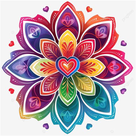 Flor Colorida Con Corazones En El Centro Png Dibujos Flor Púrpura