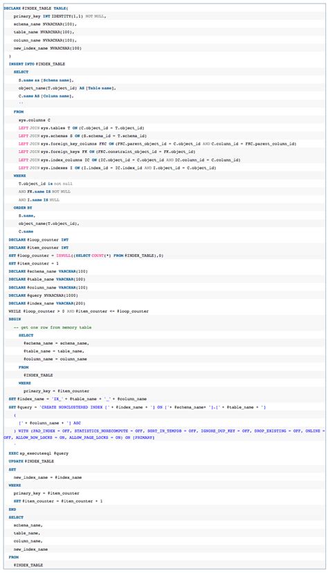 Reindex Foreign Keys In The Smartertrack Mssql Database