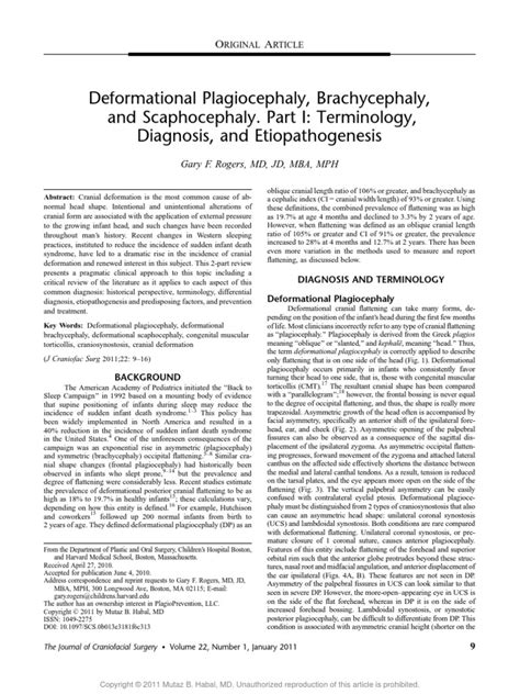 Deformational Plagiocephaly Brachycephaly And4 Pdf Skull Medical Specialties