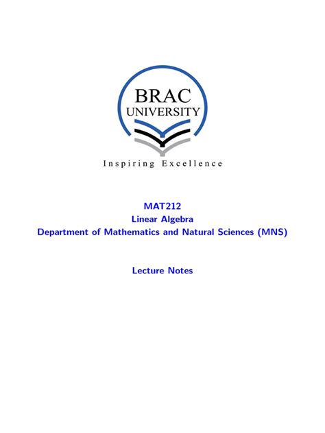 Mat 212 Lecture Notes 2 Pdf Matrix Mathematics Functions And