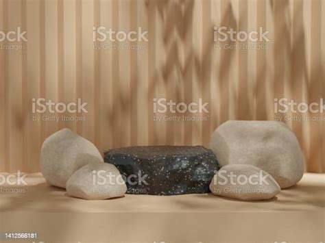 벽에 분기와 그림자가있는 추상적 인 기하학적 구성 3d 렌더링 화장품 디스플레이는 갈색 배경에 서 있습니다 3d 렌더링 0명에 대한 스톡 사진 및 기타 이미지 Istock