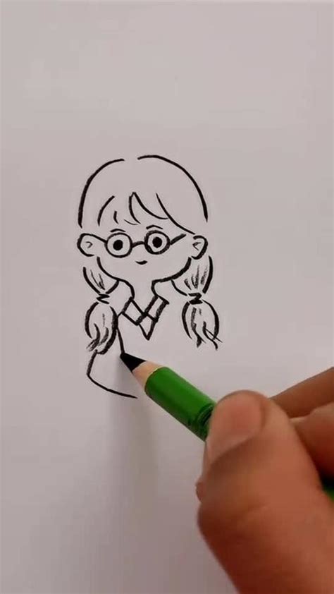 扎马尾戴眼镜的女孩简笔画 扎马尾戴眼镜的女孩简笔画图片 画趣文库（我爱生活）