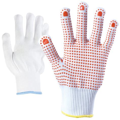 Бяло червени плетени ръкавици Gannet полимерни капки Work Wear Bg