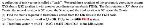 Solved A Collection Of Unit Vectors Is Called A Basis We