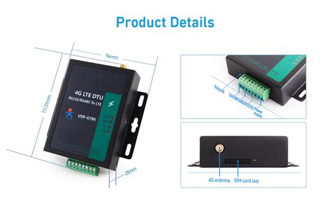 USR G786 G 4G Cellular DTU Modem With Global LTE Bands Support RS232 RS485 Modbus Support