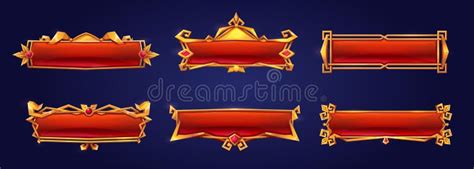 Medieval Red Buttons Ui Game Menu Elements Stock Vector Illustration
