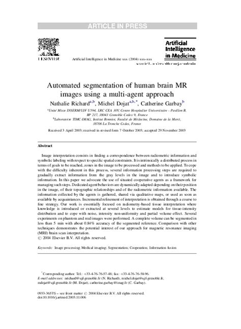 pdf automated segmentation of human brain mr images using a multi
