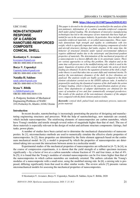 Pdf Non Stationary Response Of A Carbon Nanotube Reinforced Composite Conical Shell