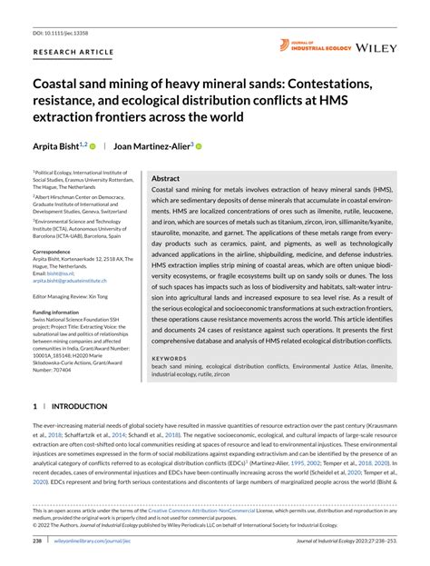 Pdf Coastal Sand Mining Of Heavy Mineral Sands Contestations