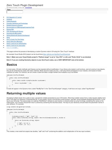 Zero Touch Plugin Development In Dynamo Pdf C Sharp Programming