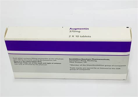 Augmentin 375mg Tablet Co Amoxiclav X20 Medecify