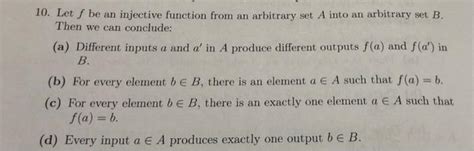 Solved 10 Let S Be An Injective Function From An Arbitrary
