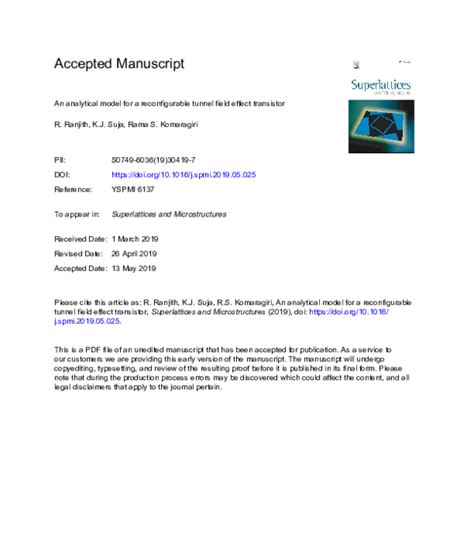 Pdf An Analytical Model For A Reconfigurable Tunnel Field Effect Transistor