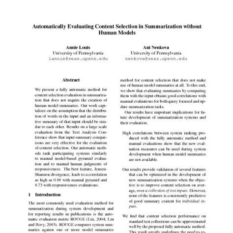 Automatically Evaluating Content Selection In Summarization Without