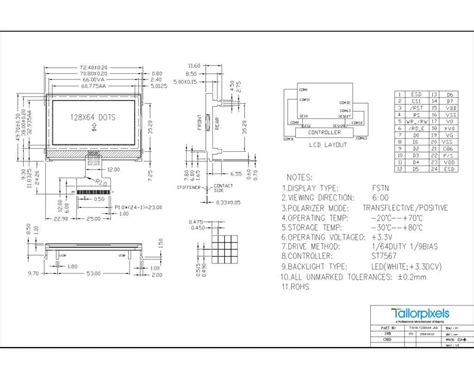 128x64 Graphic Lcd Fstn Transflective St7567 Mpu Cog