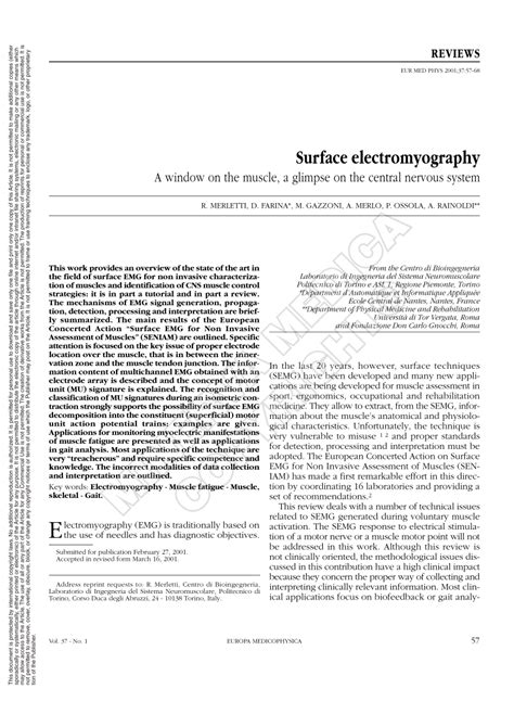 Pdf Surface Electromyography For Noninvasive Characterization Of Muscle